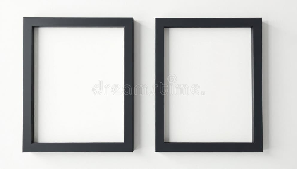 Two Simple Black Frames on Pure White Backdrop, Presentation, Artwork ...
