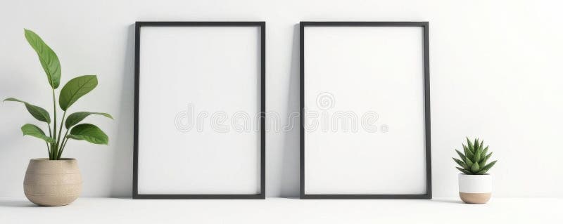 Two Simple Black Frames on White, Minimalist Design, Still Life, Studio ...
