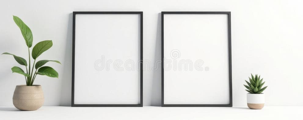Two Simple Black Frames on White, Minimalist Design, Still Life, Studio ...
