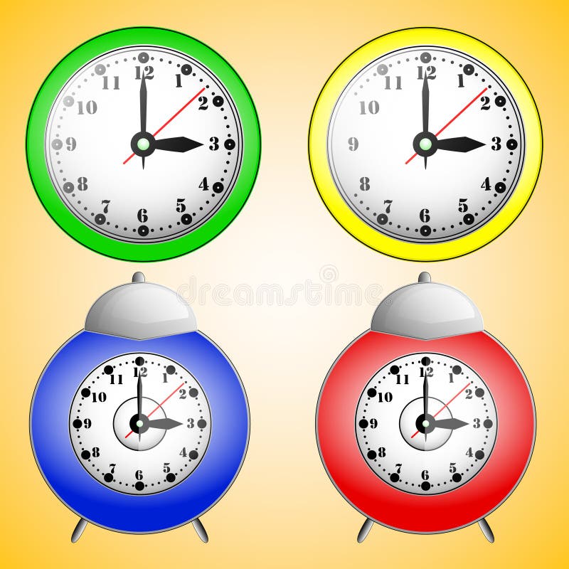 Two Simple Clocks and Two Alarm Clocks Stock Vector - Illustration of ... Two Simple Clocks and Two Alarm Clocks Stock Vector - Illustration of ...