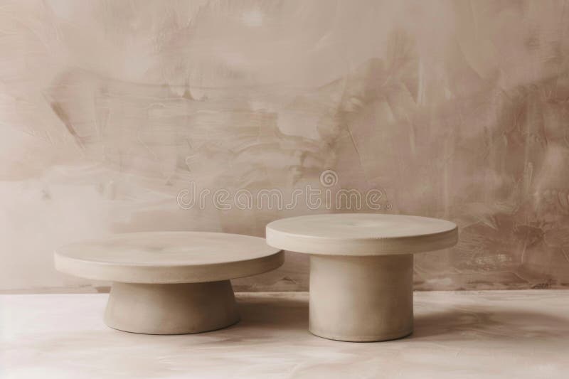 Two Simple, Elegant Ceramic Cake Stands Sit on a Neutral Background ...