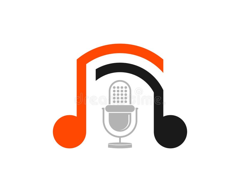 Two Simple Music Note with Music Microphone Inside Stock Illustration ...