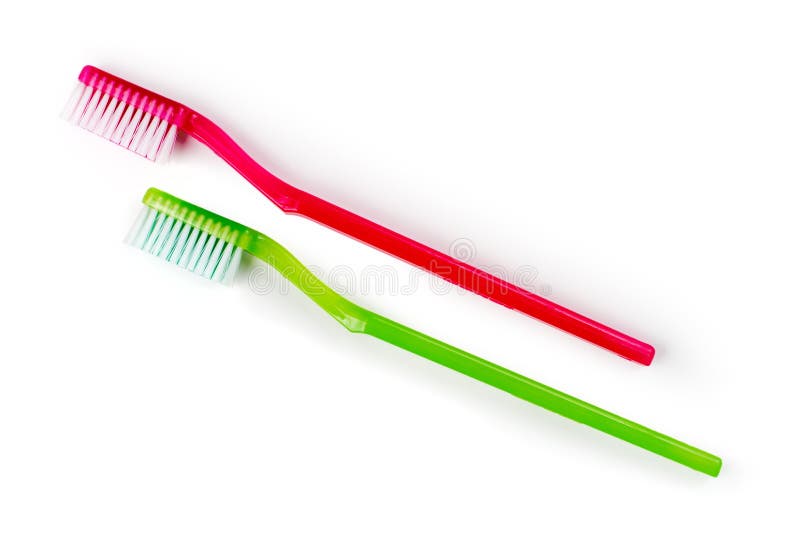 Two Simple Toothbrushes on a White Background. Stock Image - Image of ...