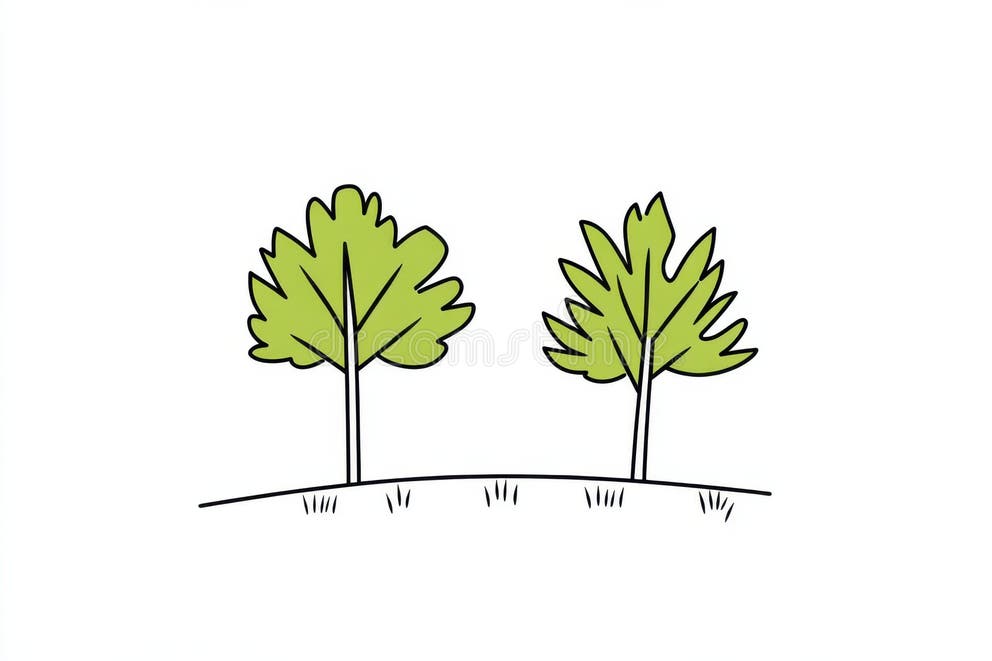 Two Simple Trees in a Landscape Illustration Stock Illustration - Illustration of growth ...