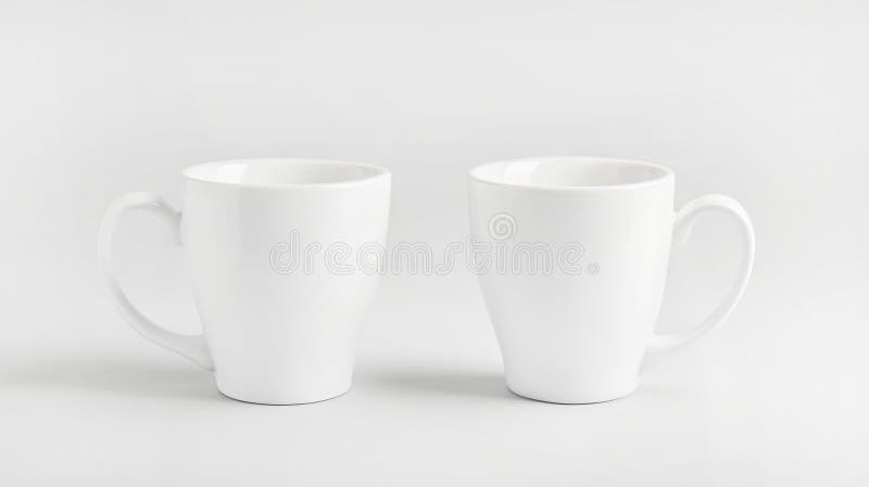 Two Simple White Coffee Cups are Arranged on a Clean, Light Background ...