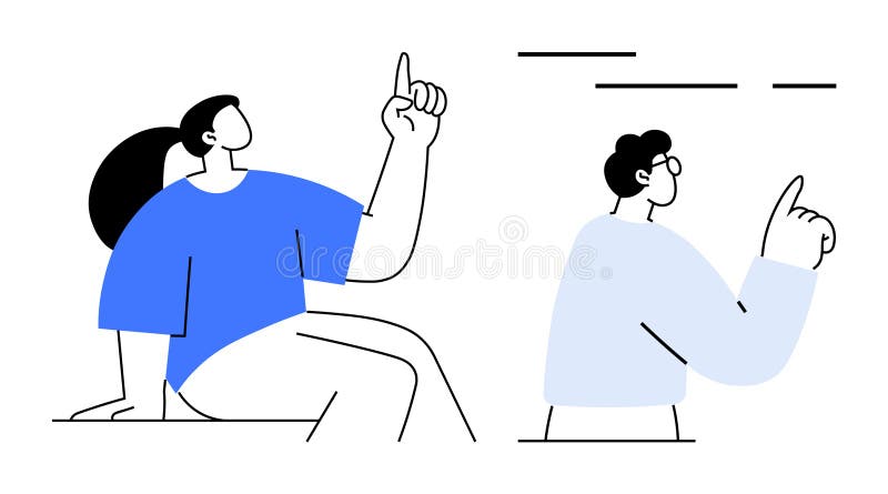 Modern Minimalistic Characters Pointing with Elevated Fingers Stock ...