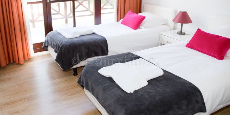 Two Single Bed in Bedroom Hotel Stock Photo - Image of modern, resort ...