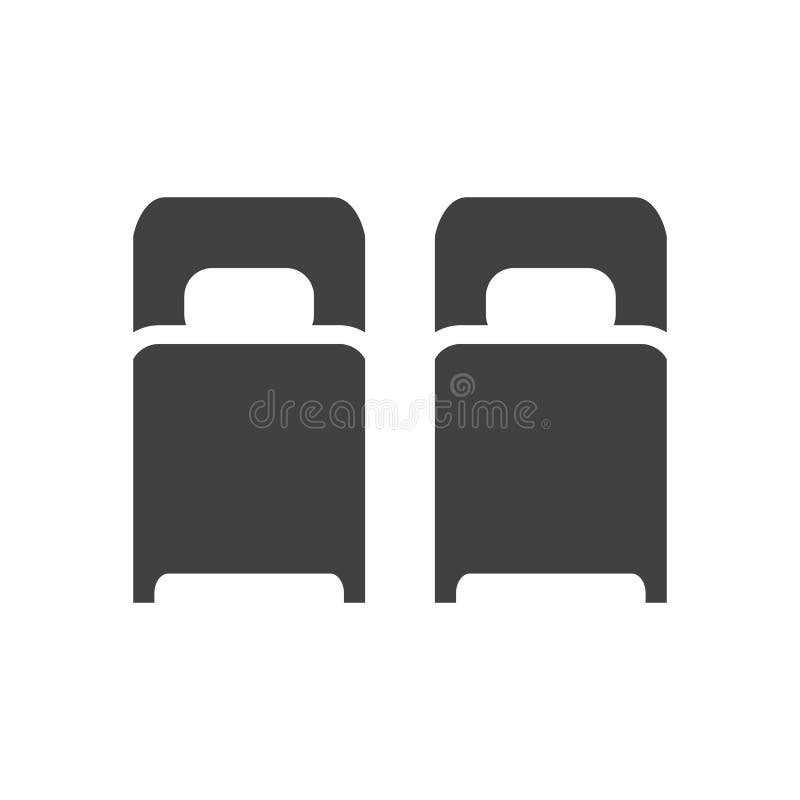 Two Single Beds Icon, Filled Flat Sign, Solid Glyph Pictogram Stock ...