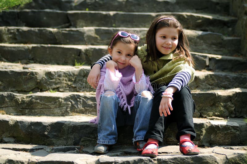 Two sisters stock image. Image of sister, park, portrait - 8999849