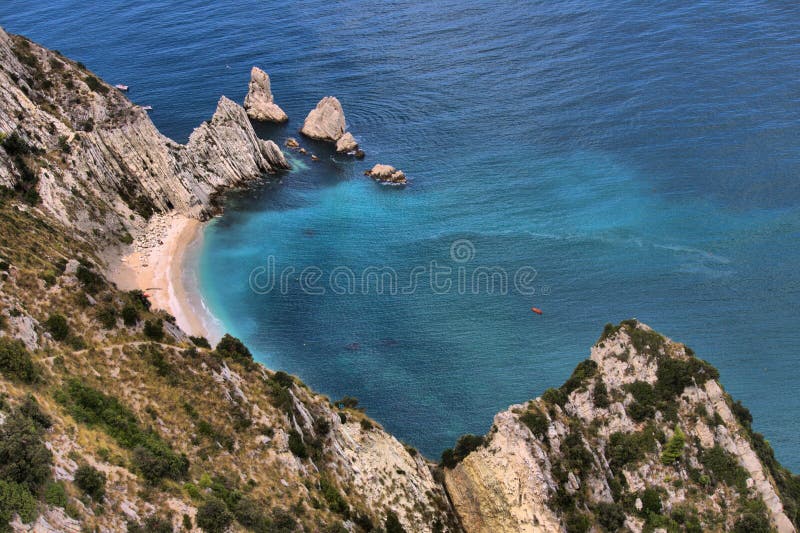 Cliffs of Mount Conero Promontory in the Adriatic Sea. Ancona, Marche ...