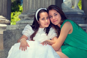 Two Sisters in the First Communion Day Stock Image - Image of small ...