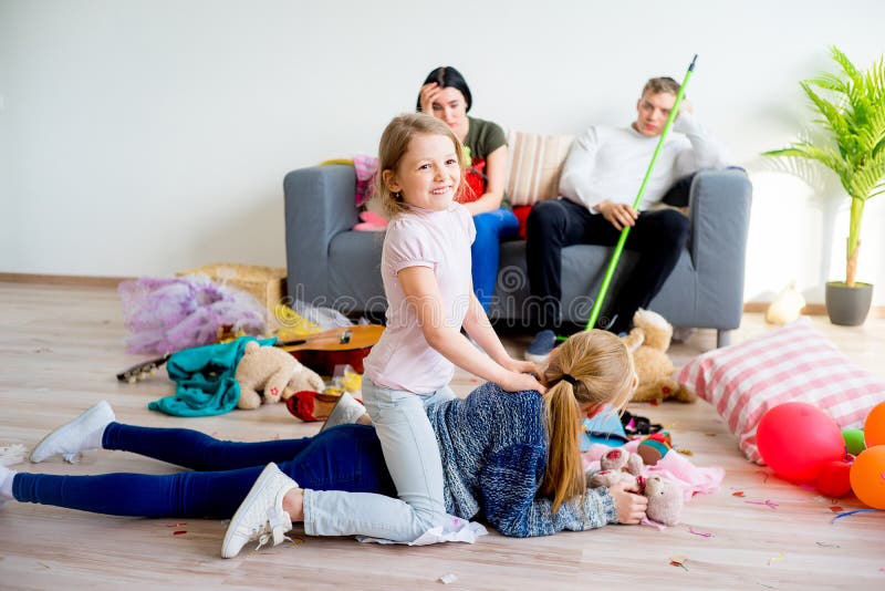 Two sisters romping stock photo. Image of child, smile - 95846056