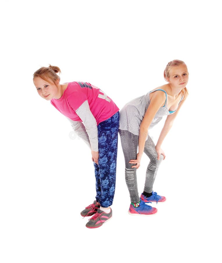 Two Girls Holding There Hands Up. Stock Image - Image of limits ...