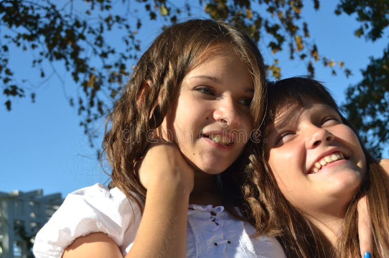 Happy sisters stock image. Image of laugh, close, hugs - 29725277