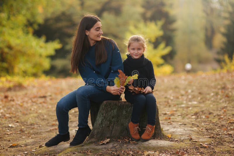 Two Sisters Walking in the Forest. Happy Sisters Stock Image - Image of ...