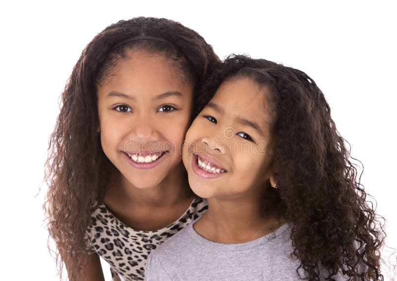 Two Sisters on White Background Stock Photo - Image of people ...