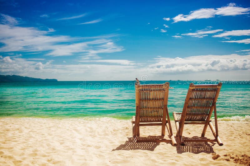 Two Sitting Place in the Beach Stock Image - Image of tranquil, view ...