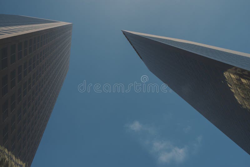 Two Sky Scrapers during the Day Stock Image - Image of glass, office ...