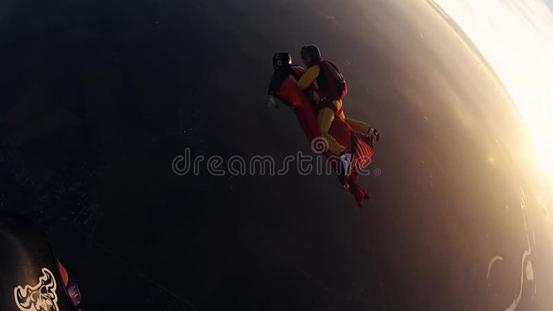 Two Skydivers Free Falling in Sky Together. Height. Extreme Activity ...