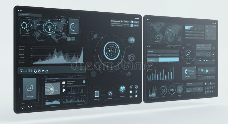 Two Sleek Digital Interfaces Display Complex Data Visualizations and ...