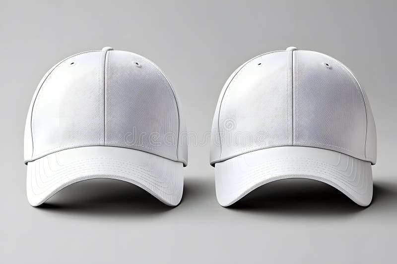 Minimalist Pair of White Baseball Caps on Gray Background for Fashion ...