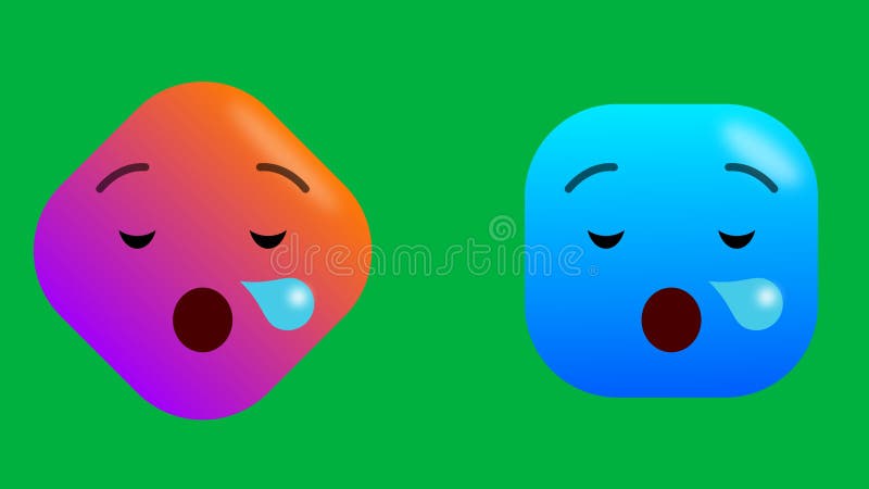 Two Sleeping Emojis in Different Shapes and Colours on Green Screen ...