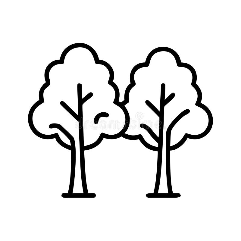 Two Slender Trees Side by Side Nature Outline Silhouette Thin Stock ...