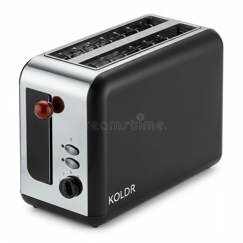 Two-slice Toaster with a Sleek Black and Silver Design. Features ...