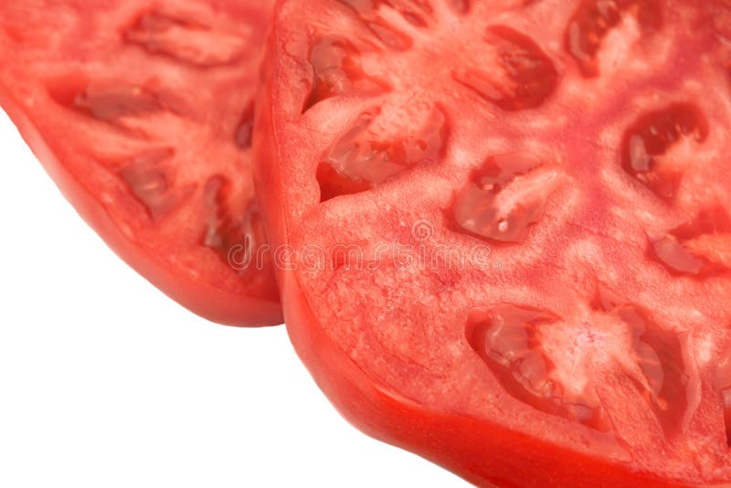 Two Sliced Tomato Closeup Isolated on White Background Stock Photo ...