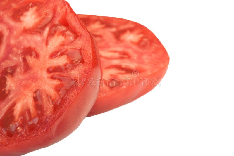 Two Sliced Tomato Closeup Isolated on White Background Stock Photo ...