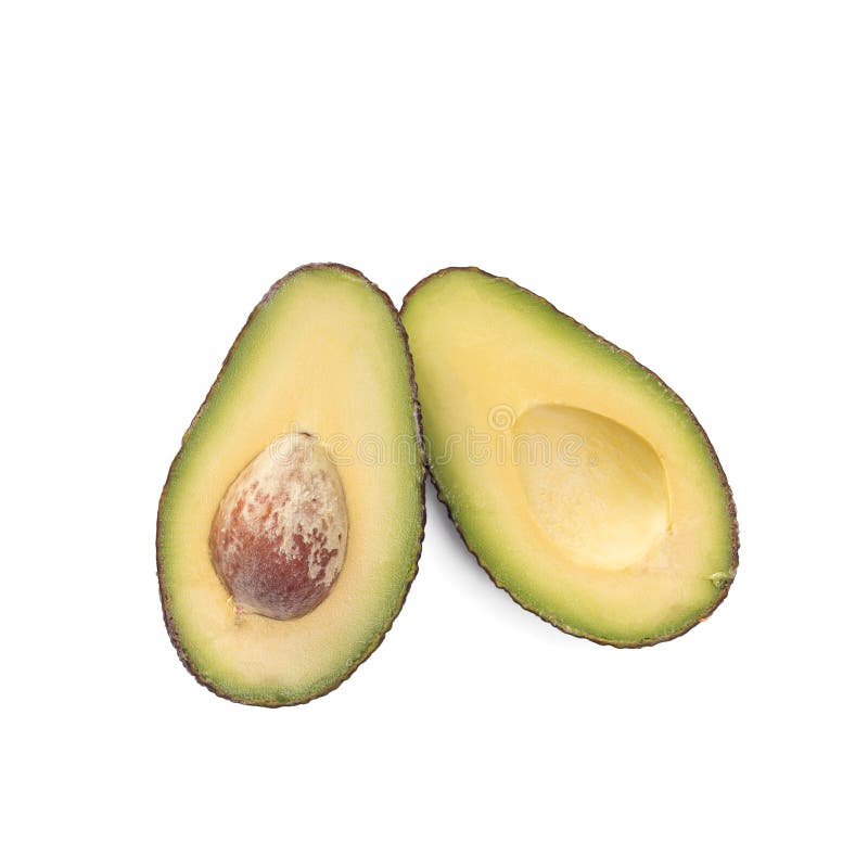 Two Slices of Avocado Isolated on the White Background. One Slice with ...