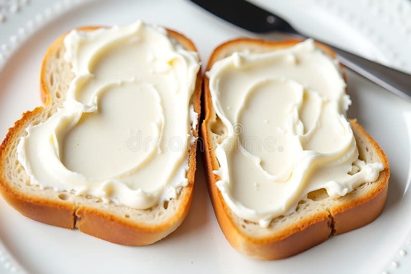 Two Slices of Bread with Butter on Them Stock Image - Image of food ...