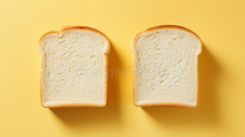 Two Slices of Bread Isolated on Yellow Background. Slice of Toasted ...