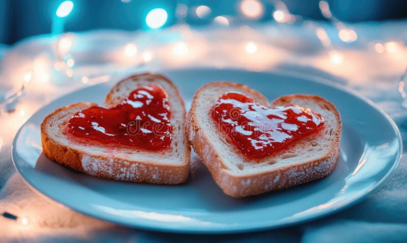 Two Slices of Bread with Jelly on Them, One of Which is Cut in Half ...