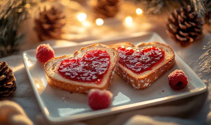 Two Slices of Bread with Raspberry Jam in the Middle Stock Photo ...