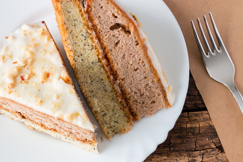 Two slices of cake stock image. Image of decoration, gourmet - 65923803
