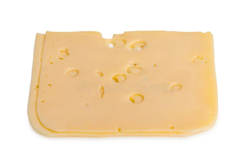 Two Yellow Cheese Slices Packaged on White Background. Close-up, Top ...