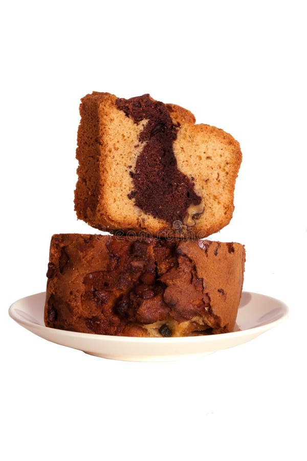 Two Slices of Chocolate Cream Cake on a Plate Stock Image - Image of ...