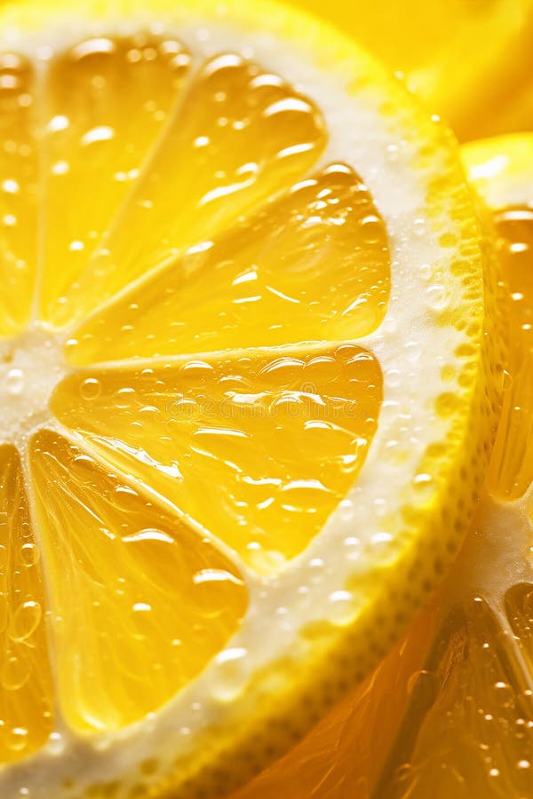 Two Slices of Lemon with Drops of Juice. Close-up. Vertical. Generative ...