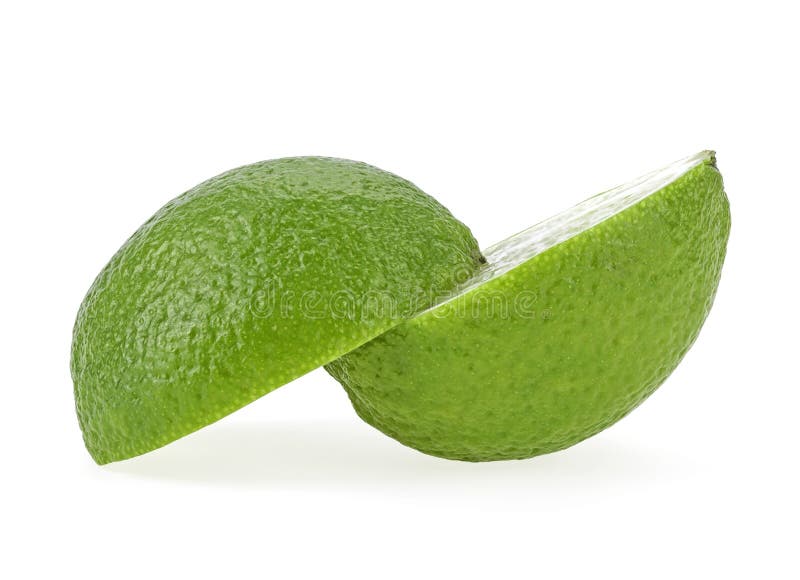 Two Slices of Lime Fruit Isolated on White Background Stock Image ...