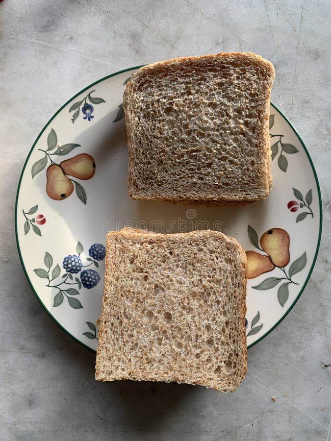 Two Slices of Organic Bread Stock Illustration - Illustration of food ...