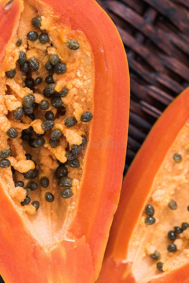 Two slices of papaya stock photo. Image of asia, slice - 53556400