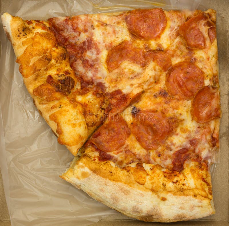 Two Slices of Pepperoni Pizza in Box Stock Photo - Image of cardboard ...