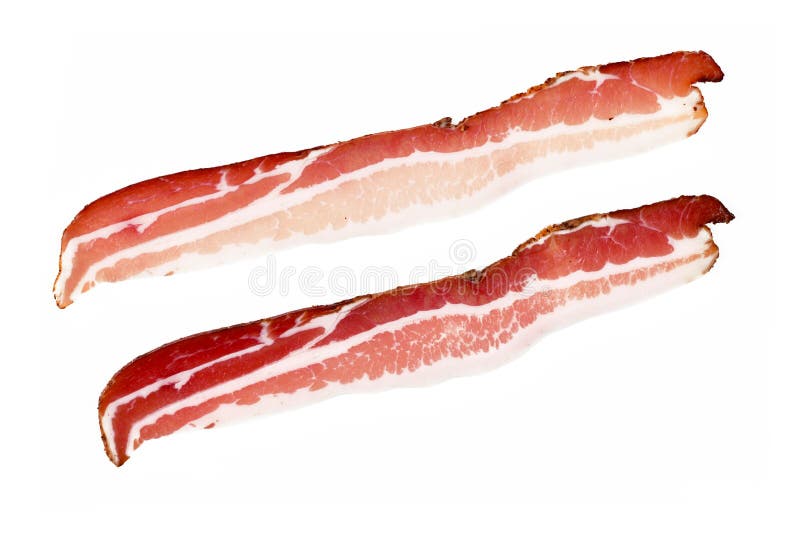 Two Slices of Raw Bacon on White Background Stock Image - Image of ...