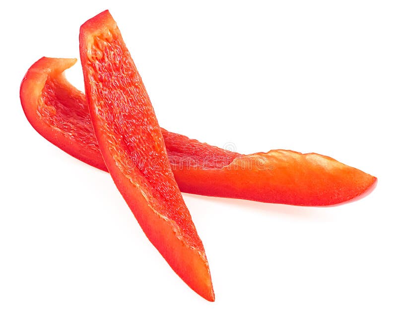 Two Slices of Red Sweet Bell Pepper Isolated on White Background. Sweet ...