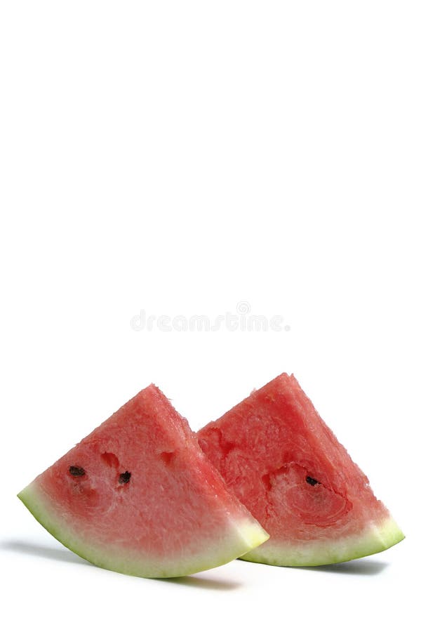 Two Slices Ripe Red Watermelon White Background Stock Photo - Image of ...