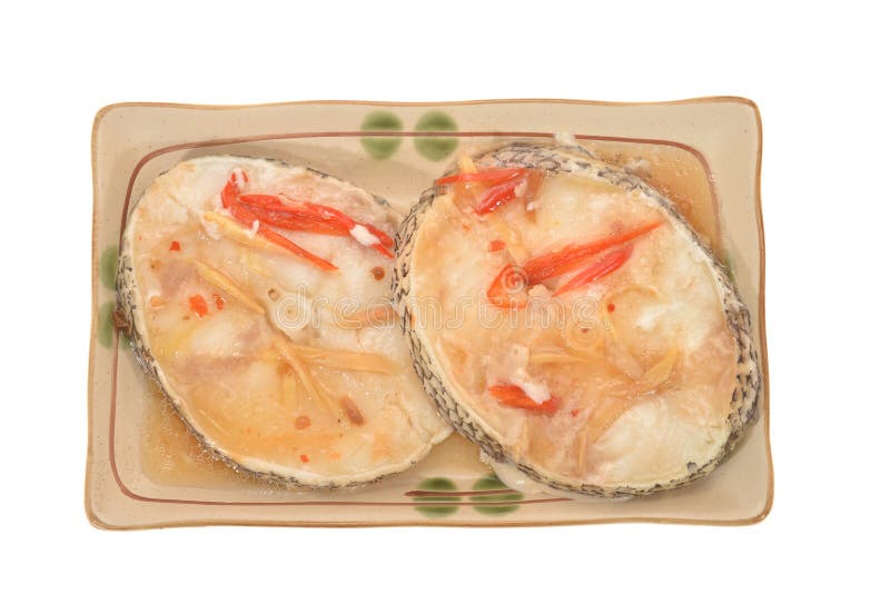 Two Slices of Steam Fish stock image. Image of plate - 47672117