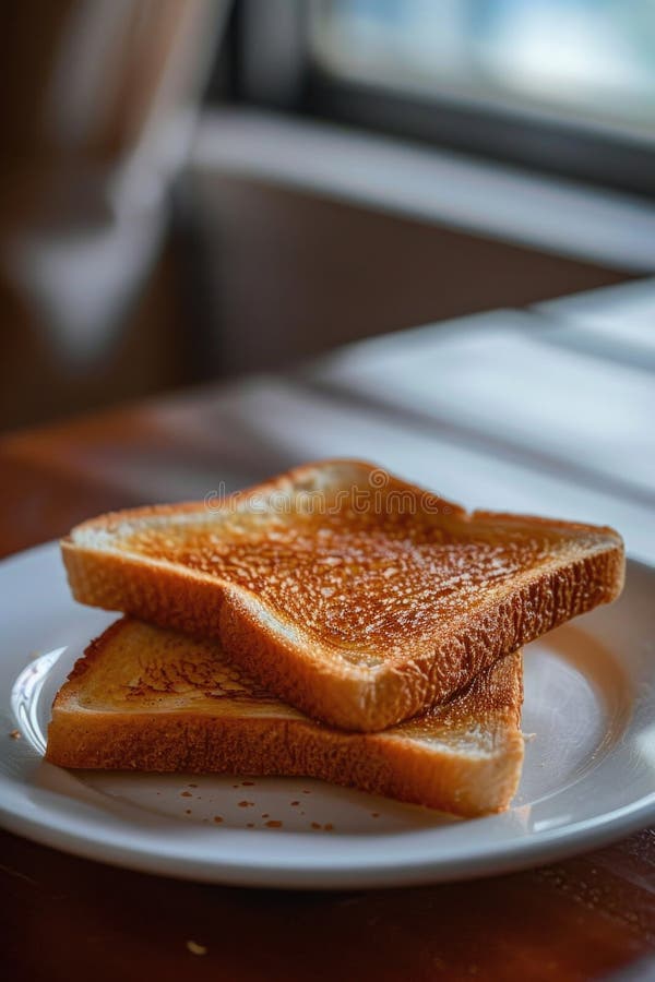 Two Slices of Toast on a Plate, Suitable for Breakfast Concept Stock ...