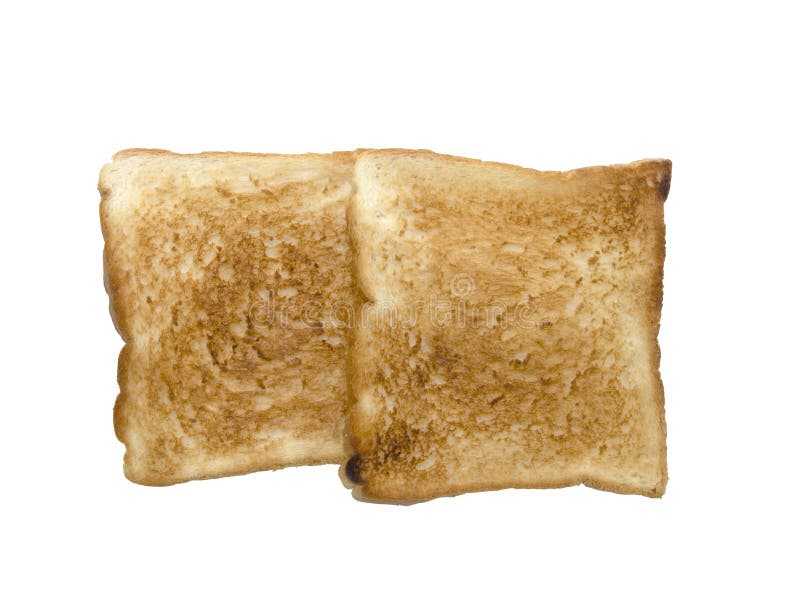 Two Slices of Toast on a White Background Stock Photo - Image of ...