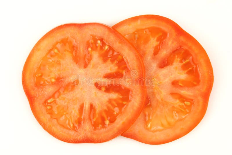 Two Slices of Tomato Isolated on White Background Stock Photo - Image ...